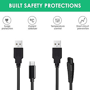 Mrgru Charging Cable for Hair Clippers Compatible with Ufree Professional Cordless Hair Clippers for Men Charger Power Cord (USB C Cable + Shaver Charging Cable)
