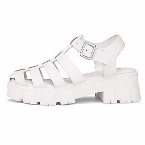 mysoft Women's Fisherman Platform Sandals Ankle Strap Lug Sole Hollow Out Closed Toe Chunky Summer Sandals