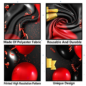 Happy 50th Birthday Red Black Decorations Banner Backdrop Background Balloons Cheers to 50 Years Old Bady Theme Decor for Girls Boys Happy 50 Birthday Party Photo Booth Props Favors Supplies