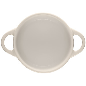 Le Creuset Stoneware Mini Round Cocotte with Flower Lid, 8oz., Meringue