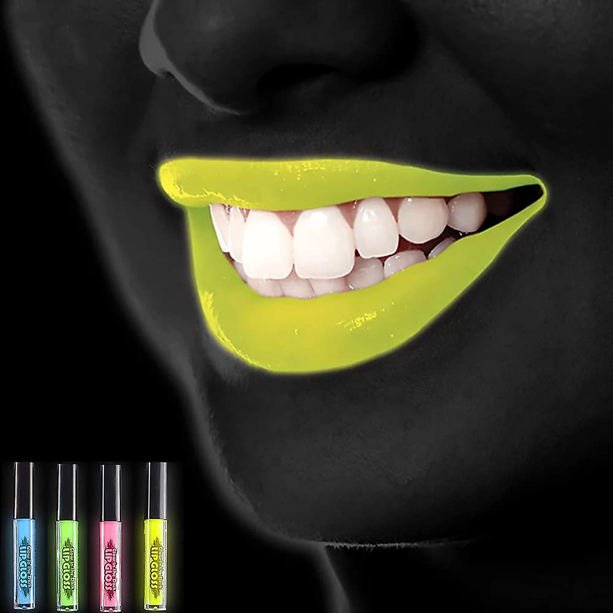 The Dreidel Company Glow in The Dark Lip Gloss, 4 Assorted Color Sticks, 4.25" Inches