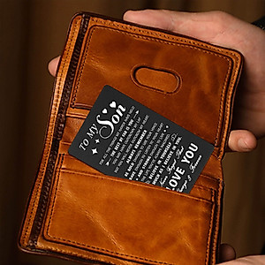 Mataly Son Gifts from Mom - To My Son I Love You Inspirational Engraved Wallet Card, Birthday Graduation Christmas Presents