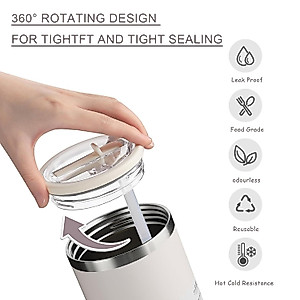 3PCS 40 oz Replaceble Tumbler Flip Straw Lid for Stanley Quencher, Reusable Tumbler Cover for Stanley Cup,Straw Lid Replacement Fit (Cream White/3PCS)