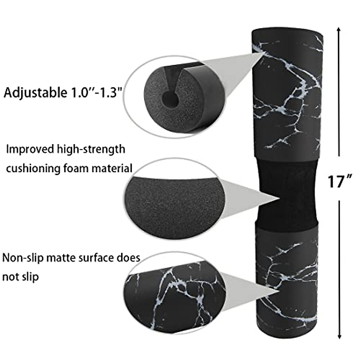 Barbell Pad Hip Thrust Pad Squat Pad Barbell Cushion BNR Foam Sponge High Density Rebound for Squat,Lunge,Weight Lifting Comfort Protection of Shoulders,Neck,Back,Crotch Suitable for Gym Standard Olympic Barbell Black