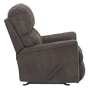 Signature Design by Ashley Navi Traditional Faux Leather Manual Rocker Recliner, Gray