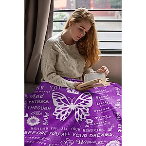 Aocclos Happy Birthday Gift for Women,Best Friend Birthday Gift for Women,Personalized Purple Gift for Women,Birthday gift for Women Friendship, Women Birthday Gift Soft and Cozy Throw Blanket 60"X50"
