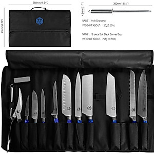 XYJ Kitchen Knife Set Paring Utility Santoku Slicing Bread Chef Knife Handmade Forged Butcher Knife With Carry Sheath Roll Bag Sharpener Rod Mini Whetstone