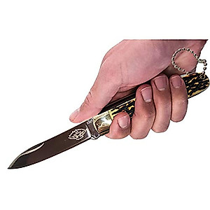 Knife 7.5 Inch 420C Pocket Knife Rose Wooden Handel for Men Folding Knife Outdoors & Sports Hunting Camping Hiking Best EDC Camping Knife