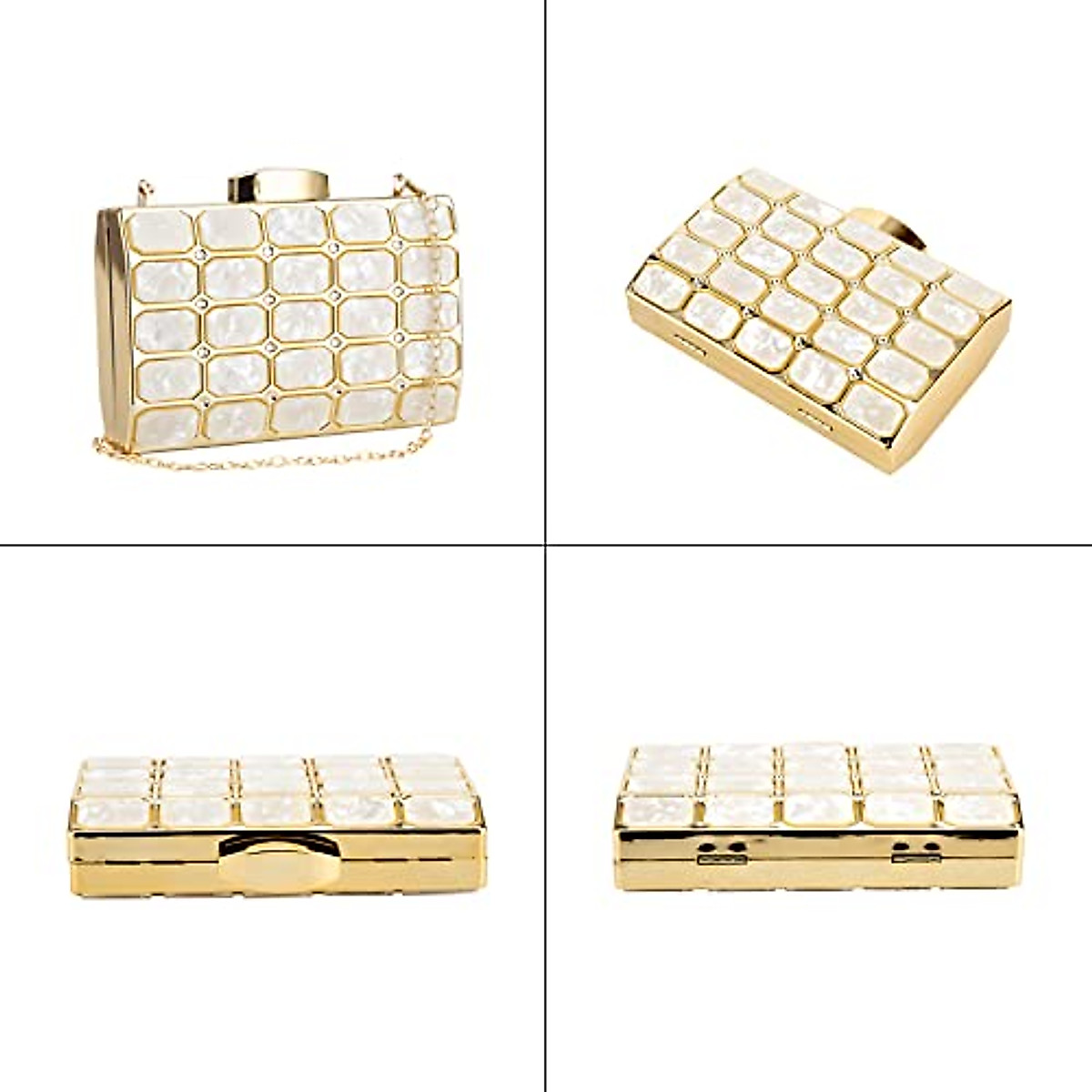 GripIt Acrylic Small Cube Clutch Purse for Women Gold Clutch Purse Formal Fancy Purses Evening Clutch Handbag for Banquet