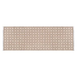 THE BEER VALLEY Diamond Woven Runner Rug 2'x6' - Beige, Anti-Slip Farmhouse Cotton Rugs for Hallway Kitchen Living Room - 24x72 Inches