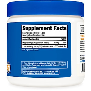 Nutricost Magnesium Citrate Powder (Unflavored, 250 Gram)