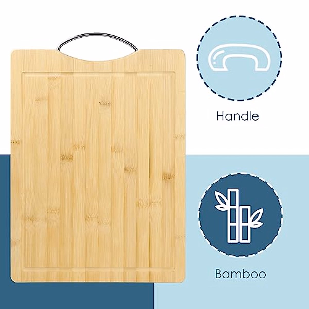 HOME BASICS CB44253 16 inch Bamboo Cutting Board with Handle