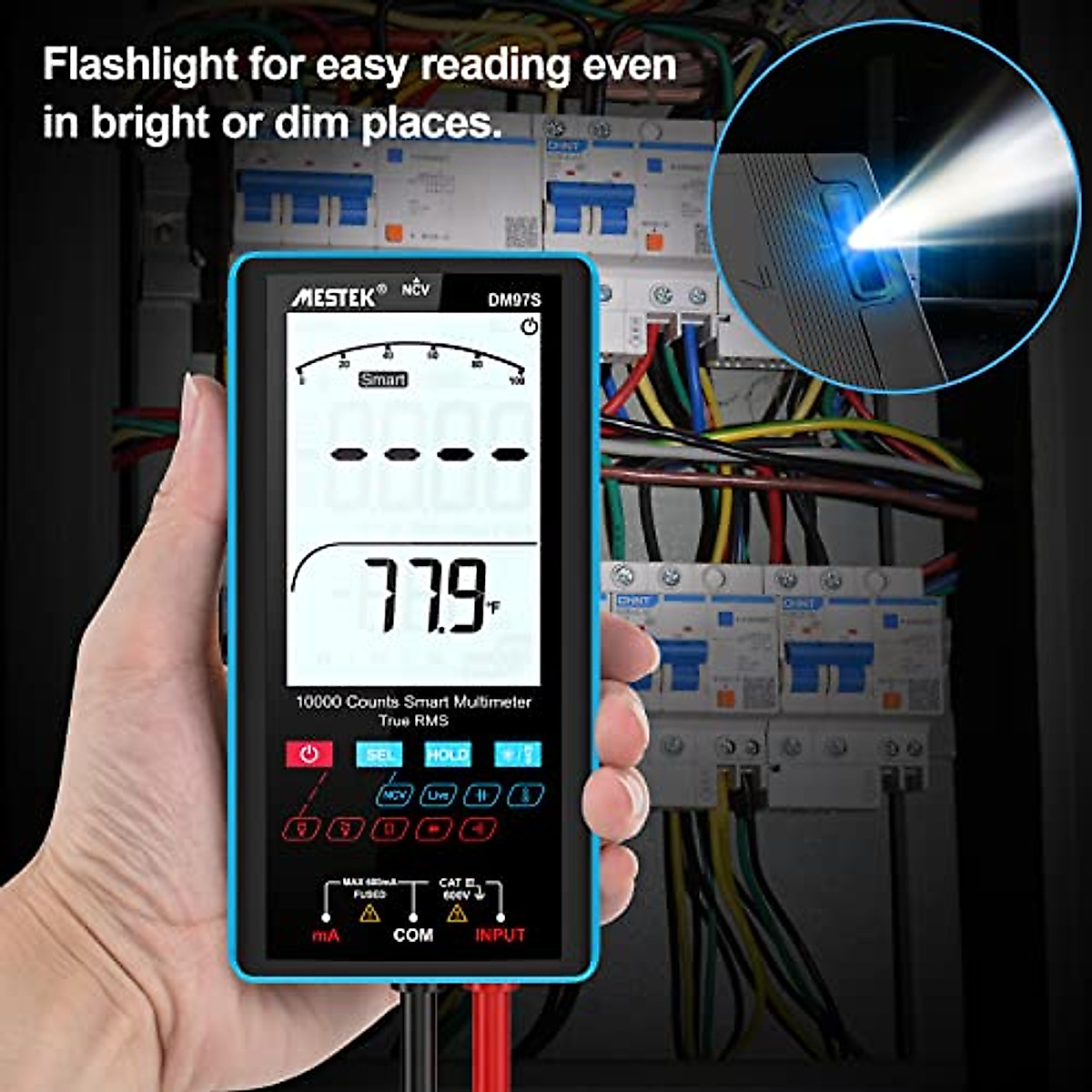 Digital Multimeter Tester MESTEK Smart Voltmeter NCV Testing Auto Range Voltage Tester Measures AC DC Current Volt Ohm Amp Temperature for Electrical Testing & Automotive