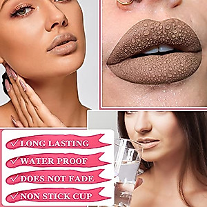 Fusang Matte Nude Lipstick,Silky Velvety Long Lasting Non Stick Cup Highly Pigmented Lip Gloss Set (Nude)