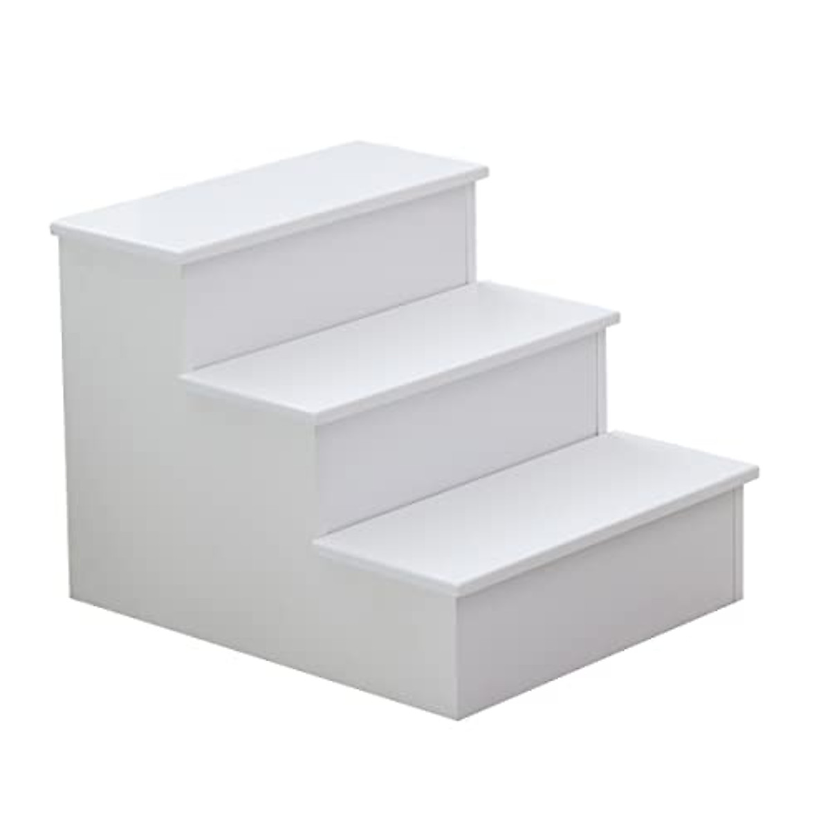 KB Designs - 3 Step Wood Step Stool for Adults or Kids, Dog Stairs, White