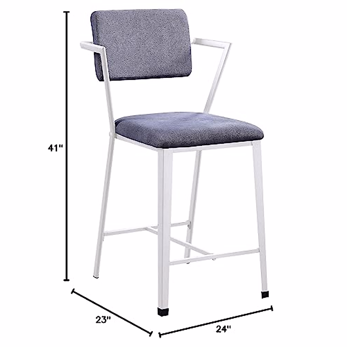 ACME Cargo Counter Height Chair (Set-2) - - Gray Fabric & White