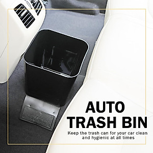 Car Trash Can for Vehicles Leakproof Compact Garbage Bin w/ Stability Flap, Anti-Slip Base, Portable Trash Holder for Cars, Trucks, SUVs, Minivans Compact, Easy to Clean Auto Container Organizer Black