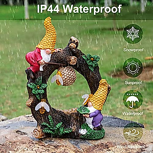 VZVXCC Solar Garden Statue Outdoor-Garden Statues Gnomes Collecting Honey with Solar Lights Decoration for Patio Balcony Yard Lawn Ornament, Novelty Gift
