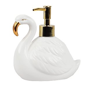 Flamingo Soap Dispenser with Pump for Bathroom or Kitchen Sink - White Swan