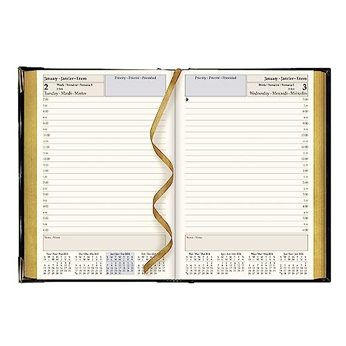 Brownline 2024 Executive Daily Planner, Appointment Book, 12 Months, January to December, Sewn Binding, 7.125" x 4.875", Trilingual, Assorted Colors (CBE504.ASX-24)