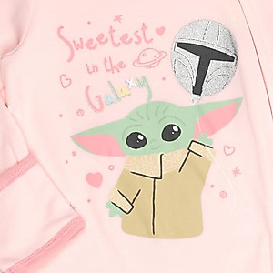 STAR WARS The Child Newborn Baby Girls Sleep N' Play Coverall Headband Bib and Blanket 4 Piece Pink/Green 0-6 Months