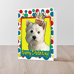CafePress Birthday Cupcake Westie Folded Greeting Card Matte