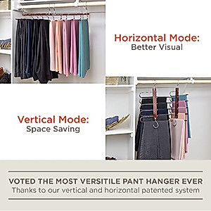 MORALVE Pants Hangers Space Saving - 2 Pack Wood Scarf Hangers for Closet Organizer - Jean Hangers Scarf Holder Closet Space Saving Hangers - Pants Rack Leggings Hanger Space Saver Closet Organization