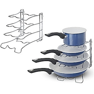 2 Pack - SimpleHouseware Kitchen Cabinet Pan and Pot Cookware Organizer Rack Holder, Chrome