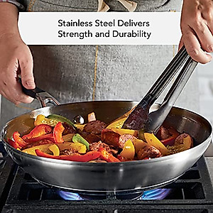KitchenAid Stainless Steel Frying Pan/Skillet, 12 Inch, Brushed Stainless Steel