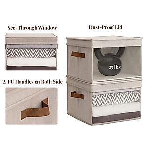 StorageWorks 45L Extra Large Fabric Storage Bins and Storage Bins with Lids and Clear Window
