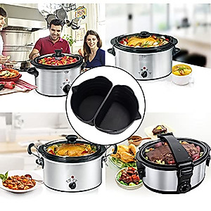 Slow Cooker Liners for Crockpot 6-Quart, Crock Pot Liners, Silicone Slow Cooker Liner for CrockPot, Slow Cooker Divider Insert, Reusable Slow Cooker Bags Liners fit 6 Qt Oval Liner or Round Pot (2 x black)