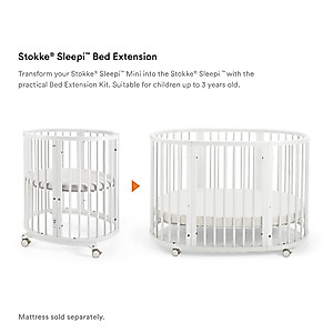 Stokke Sleepi Bed Extension, White - Convert Stokke Sleepi Mini Crib Into Stokke Sleepi Bed - Suitable for Children Up to 3 Years - Mattress Sold Separately - Extends Bed to 50 Inches