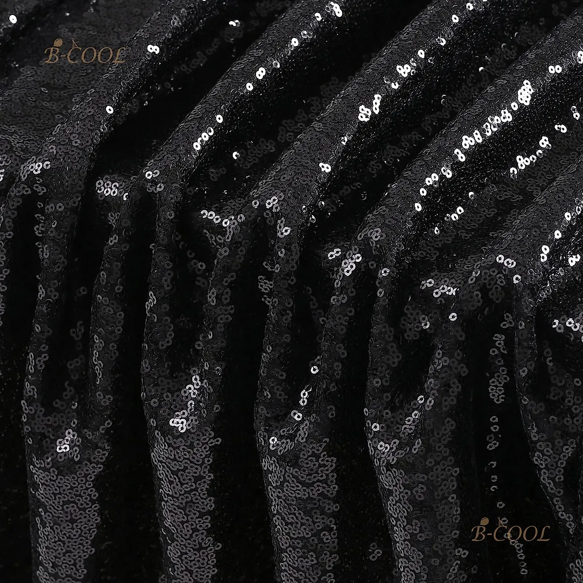 B-COOL 60x102-inch Black Sequin Table Linens Halloween Tablecloth Seamless Glitter Tablecloth Wedding Sequin Tablecloth