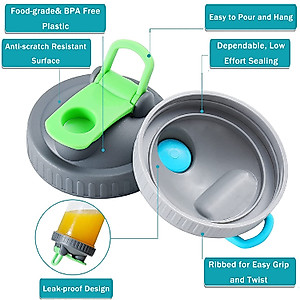 6pcs Regular Mouth Flip Cap Lids for Ball Mason Jar, Leak-free and Airtight, Easy Pouring Spout (Jars Not Included)