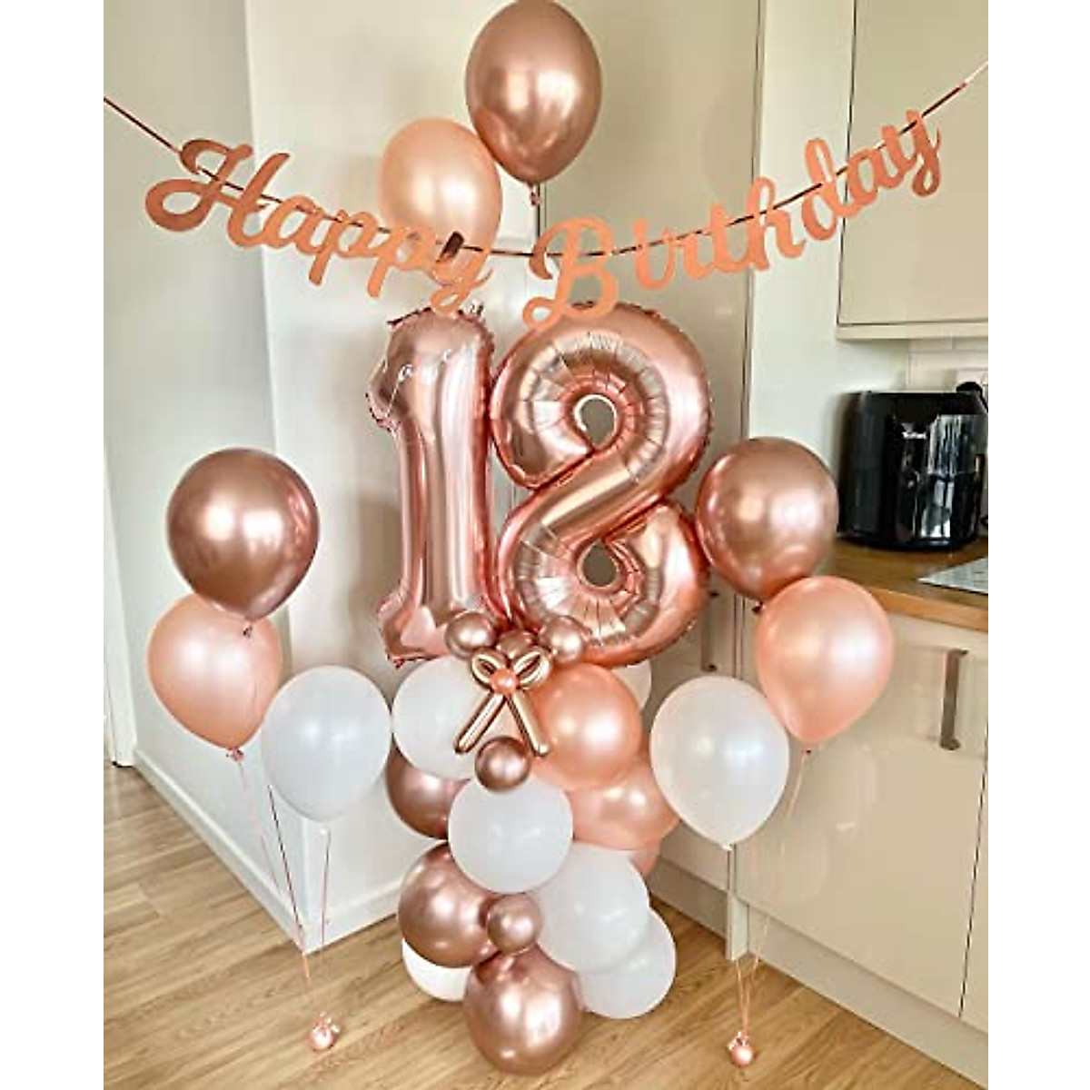 Rose Gold Birthday Party Balloons, 50pcs12 Inch Birthday Balloons Rose Gold White Confetti Balloons For Girls Birthday Party decorations