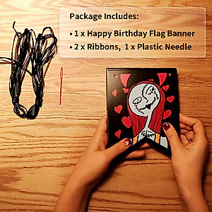 Madodo, Nightmare before Christmas inspired Birthday Banner, Happy Birthday Banner, Movie, Jack, Sally, Halloween, Christmas, Birthday Favors, Party Supplies, Party Décor