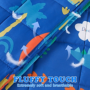 HOSUKKO Weighted Blanket - Weighted Blanket 5 lbs Blue Dinosaur Heavy Blanket - Breathable Blanket(36 * 48 inches, 5 lbs)