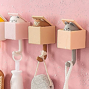 MinLia Creative Hook Non-Marking Free Punch Hook Bedroom Door Hangers Hooks Strong Viscose Dormitory Clothes Hook(Grey cat)