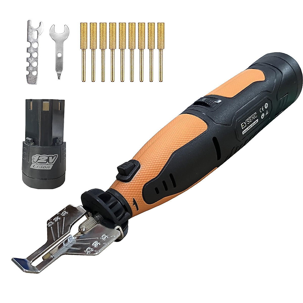 EYSENC Wireless Chainsaw Sharpener, Electric Handheld Chainsaw Sharpening Kit High-Speed Chainsaw Chain Sharpener Electric Tool and 3 Sizes High Hardness Diamond Chainsaw Sharpener Orange