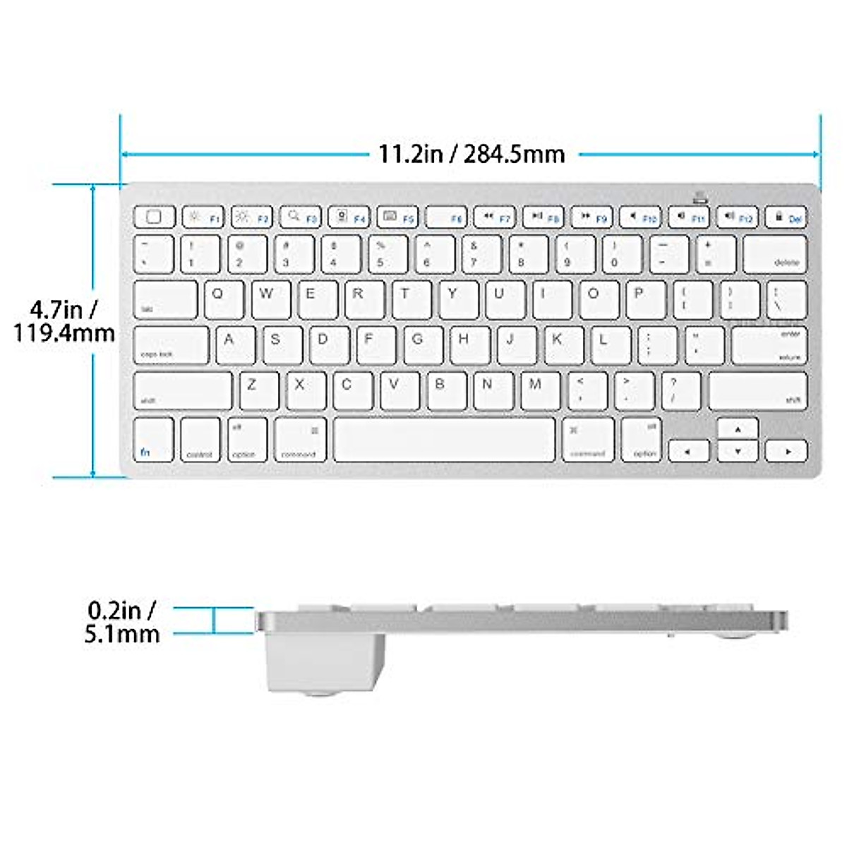OMOTON Ultra-Slim Bluetooth Keyboard for iPad 10.2(9th/ 8th/ 7th Generation)/ 9.7, iPad Air 4th Generation, iPad Pro 11/12.9, iPad Mini, and More Bluetooth Enabled Devices, White