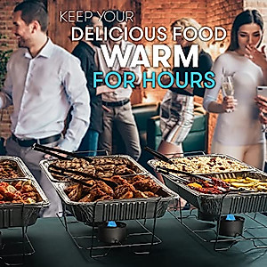 Disposable Chafing Dish Buffet Set - 39 Piece Food Warmers for Parties Buffet Servers, Wire Racks Aluminum Pans With Lids Serving Spoons Forks Tongs Gel Cans, Warming Trays for Food, Catering Supplies