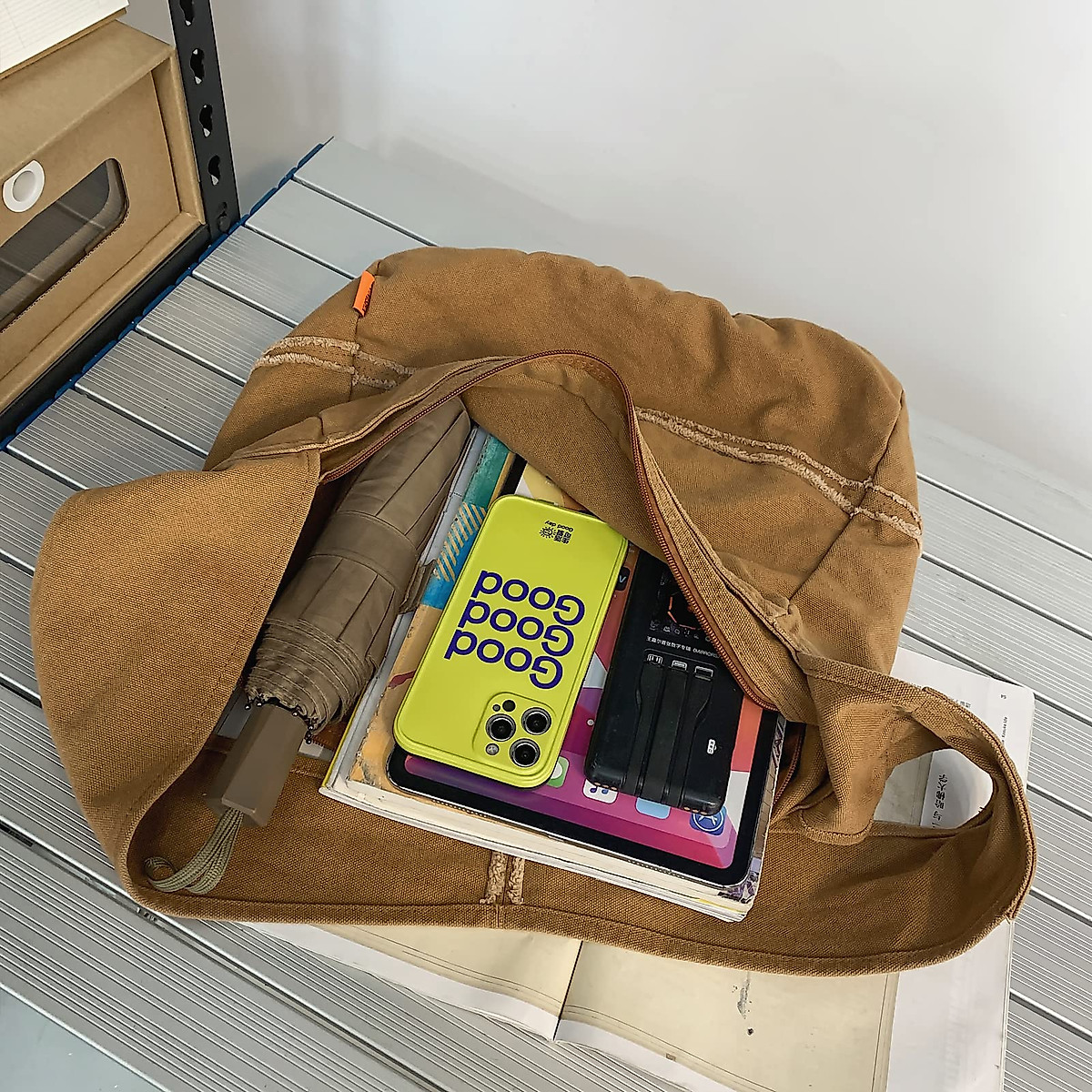 Micmores Large Crossbody Purse Canvas Tote Bag Women Hobo Bag Stylish Handbag Fashion shoulder Bag (Beige)