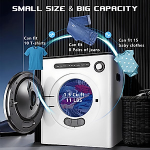 Iorbur DTD10-WHITE 11LBS Capacity Compact, 110V 970W Portable Clothes Small Spaces RVs and Apartments Quiet, Sturdy and Easy to Use, Supplemental Dryer for Laundry Machines Drying, Grey