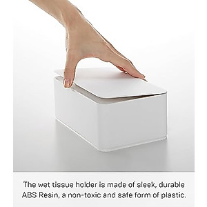 Yamazaki Home Smart Wet Tissue Case - Flushable Wet Wipes Holder Dispenser Storage Box Container For Bathroom - Abs Plastic