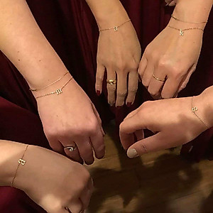 Initial Bracelets for Women Girls, 14K Gold Plated Layered Letter C Initial Bracelets for Women Alphabet Bracelet with Initials C, Valentines Mothers Day Bridesmaid Gifts for Women Girls Kids Jewelry