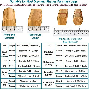 16 Pack Chair Leg Floor Protectors for Hardwood Floors, Round Rubber Furniture Sliders, 360°Felt Pad Bottom Wrapped Thickening Silicone Furniture Legs Caps Covers(Square,Clear-Brown-L)