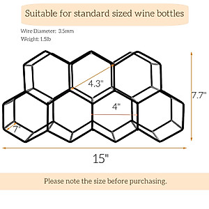 AVLA Metal Countertop Wine Rack, 9 Bottles Wine Holder for Wine Storage, Freestanding Modern Small Wine Bottle Storage, Geometric Design Tabletop Wine Rack Holder for Wine Cellar Bar Cabinet, Black