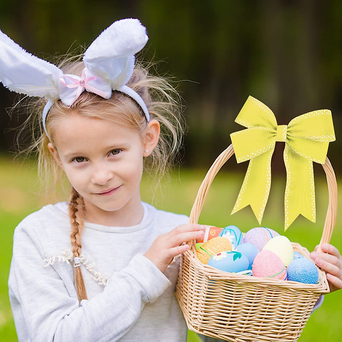 Yellow Wired Edge Ribbons 2.5" 10 Yards, Spring Solid Wired Edge Decoration Fabric Craft Burlap Wrapping Ribbon for Holiday Party Wrapping DIY Craft Wedding Decoration Wreaths Bow