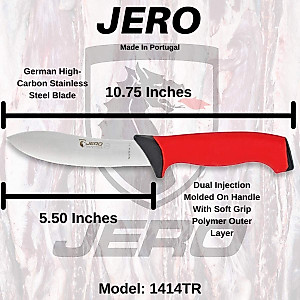 Jero Pro Series TR Deer Skinner - Perfect Hunting and Camp Knife - Soft Grip Handle With German High-Carbon Stainless Steel Blade - 5.5" Blade With Slight Upsweep - Made In Portugal