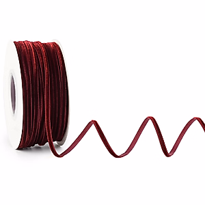 MAYREEL 1/8 Inch Burgundy Velvet Ribbon Thin Maroon Vintage Ribbon for Wedding Invitations Crafts Gift Wrapping Party Favor Boxes 50 Yards